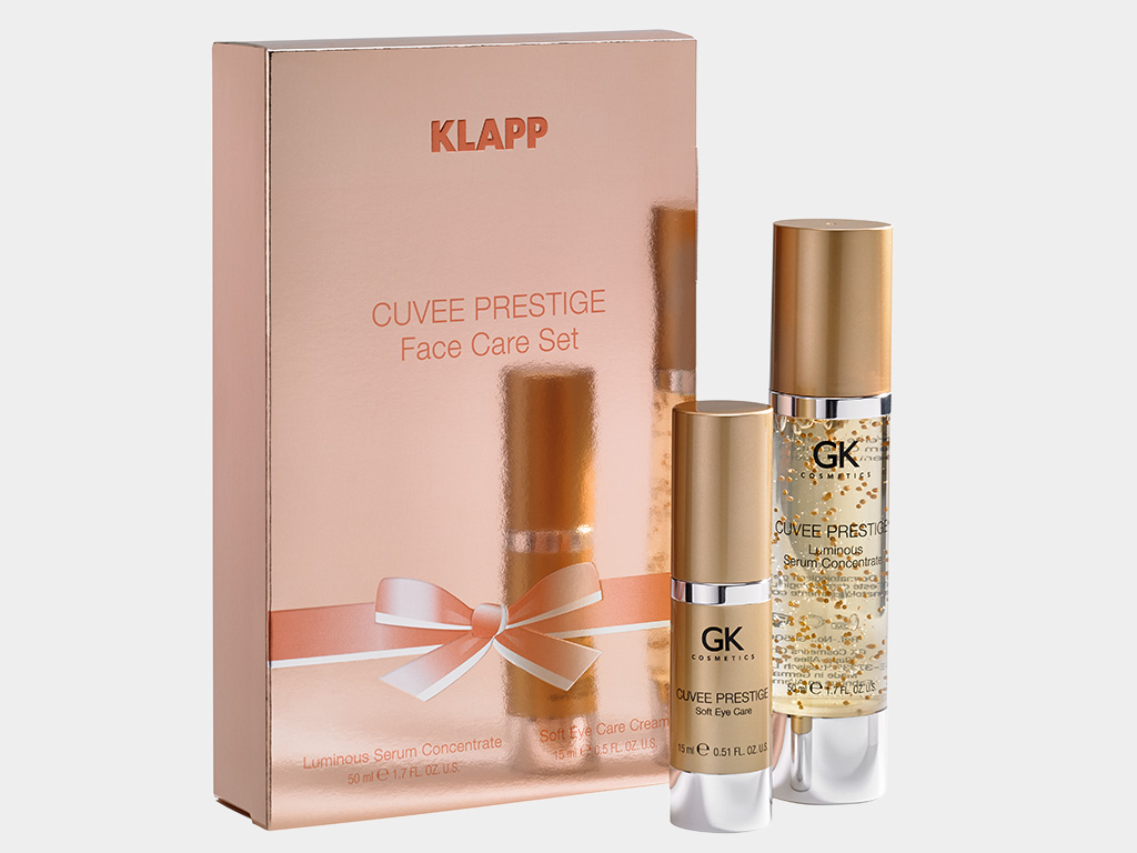 CUVEE PRESTIGE Face Care Set KLAPP Cosmetics – FOTOGRAFIE – Kleinfeld